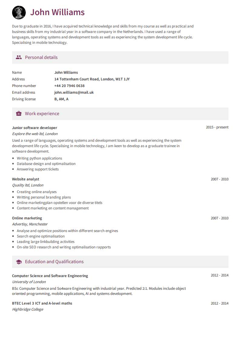 Exemple de CV și Modele de CV-uri profesionale de la CVMaker