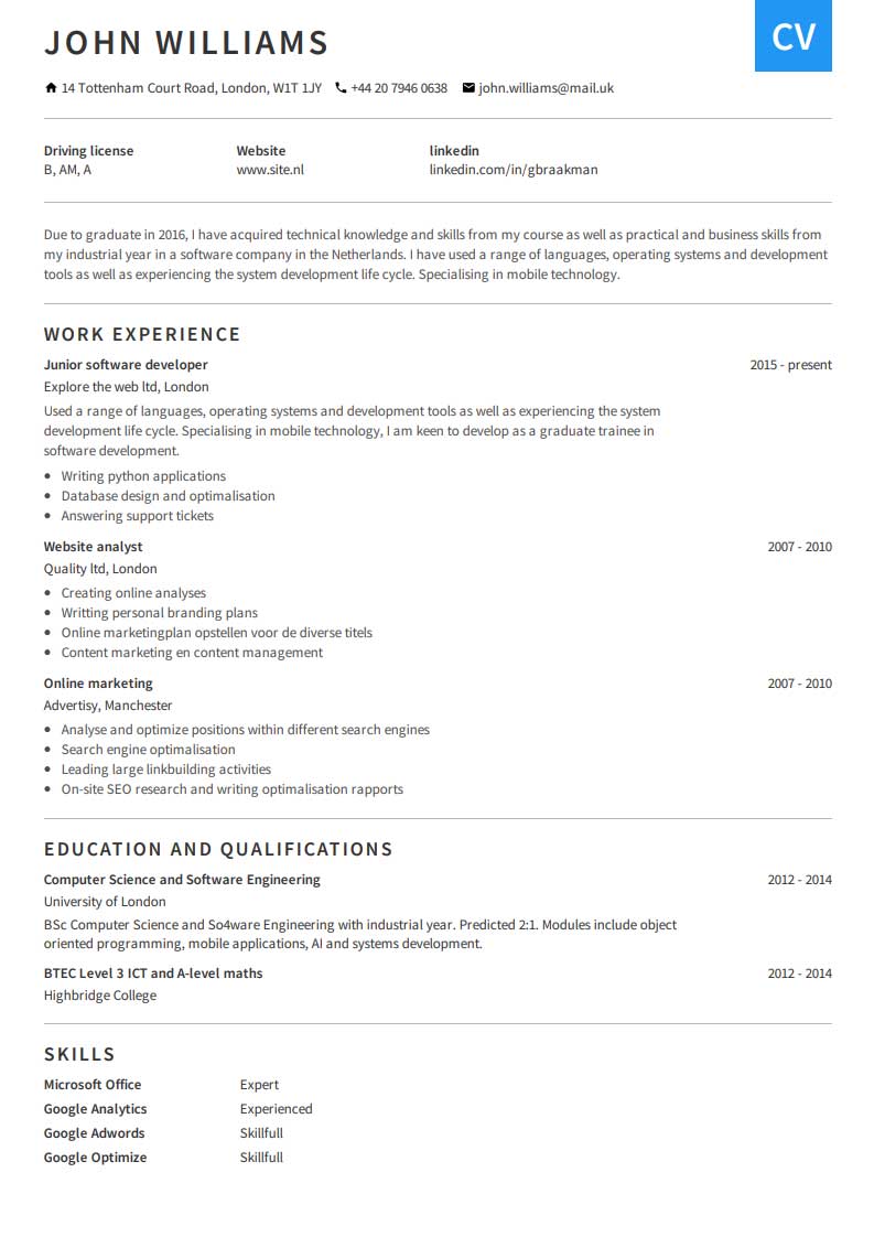 Exemple de CV și Modele de CV-uri profesionale de la CVMaker